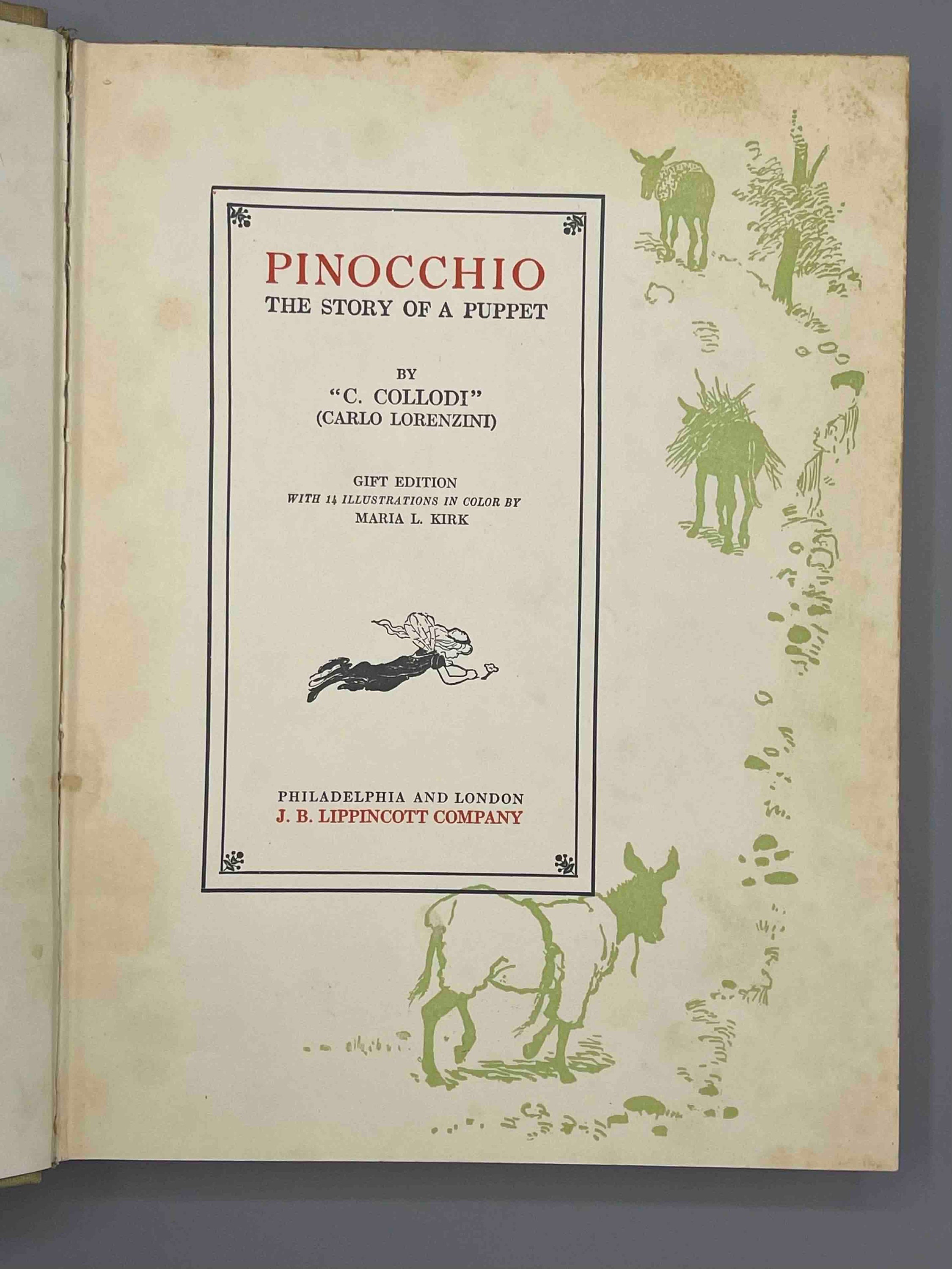 Pinocchio Illustrated by Maria Kirk 1920 Carlo Collodi Vintage Book ...