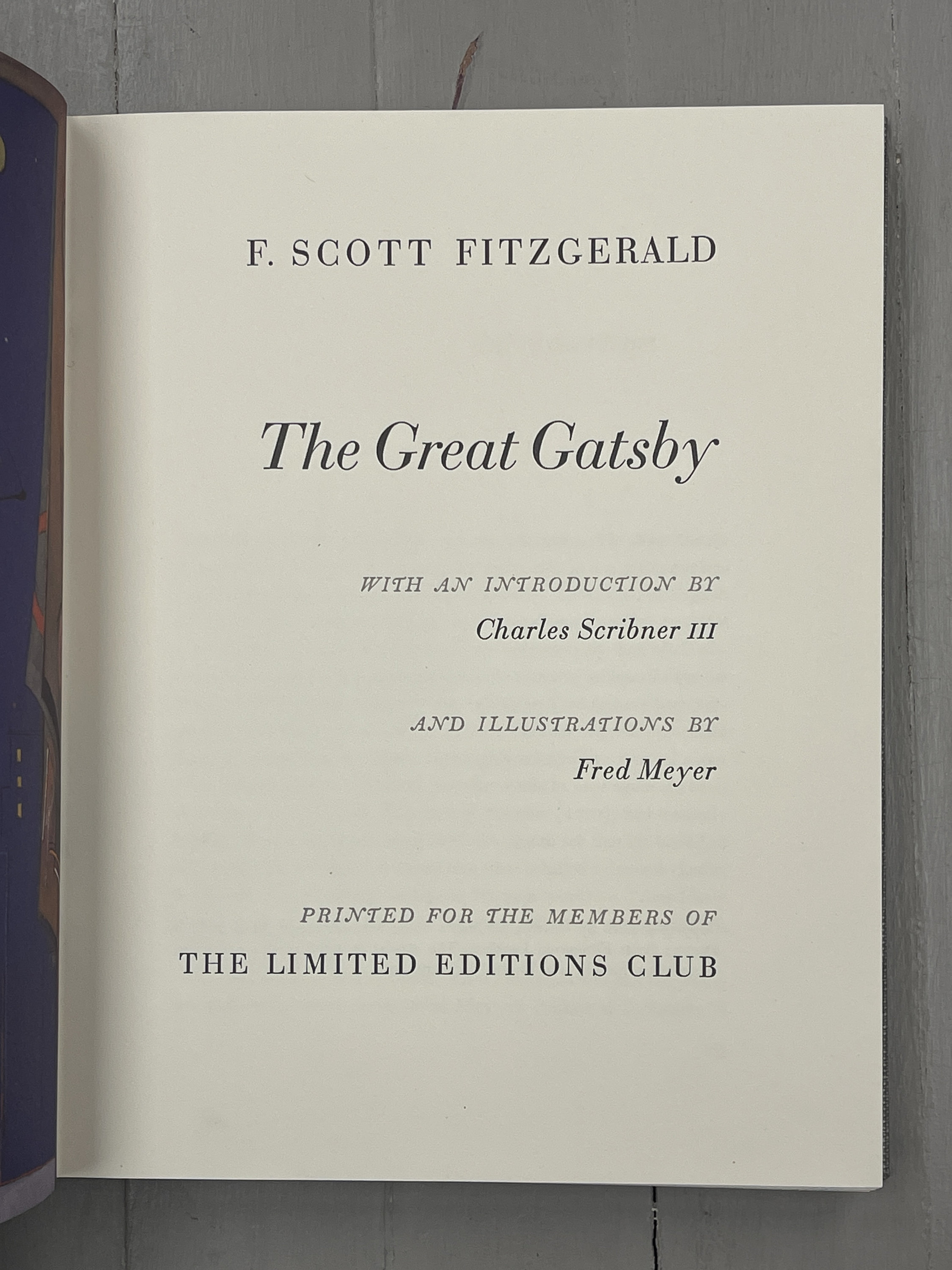 The Great Gatsby by F. Scott Fitzgerald Stinehour Press 1980 Fred Meyer ...