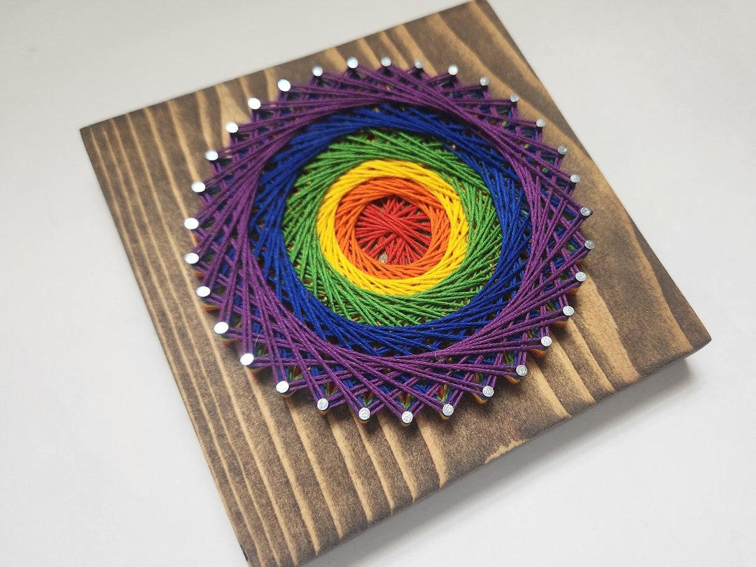 Rainbow Mandala String Art, Rainbow String Art Gift, Geometric String ...