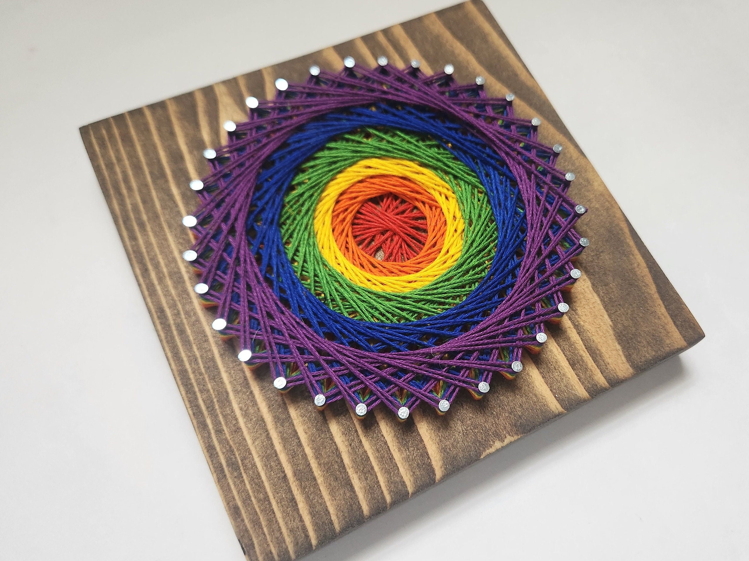Rainbow Mandala String Art, Rainbow String Art Gift, Geometric String ...
