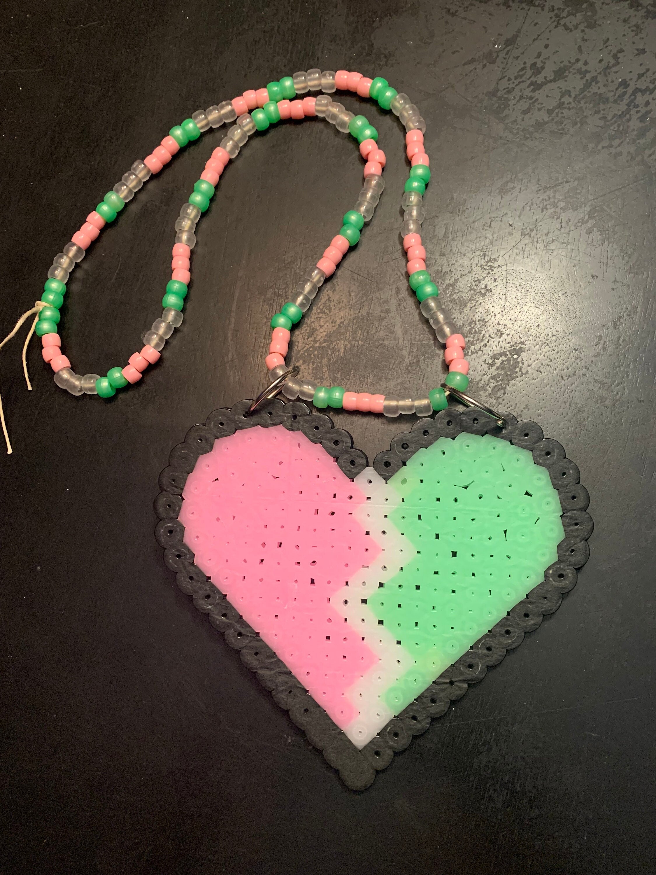 Broken Heart Glow in the Dark Pony Bead and Perler Bead Necklace - Etsy