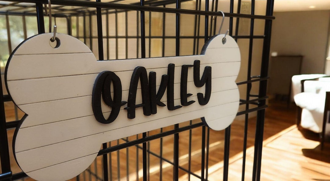 Personalized Crate Sign, Crate Sign With Paws, Dog Name Plate, Kennel ...