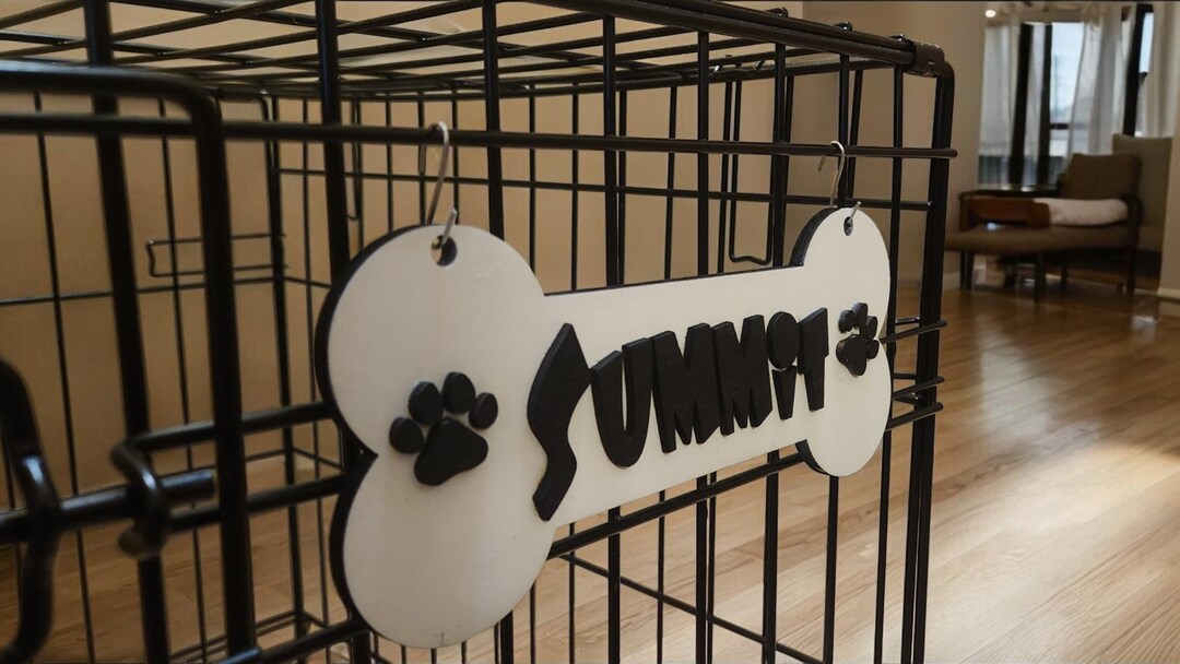 Personalized Crate Sign, Crate Sign With Paws, Dog Name Plate, Kennel ...