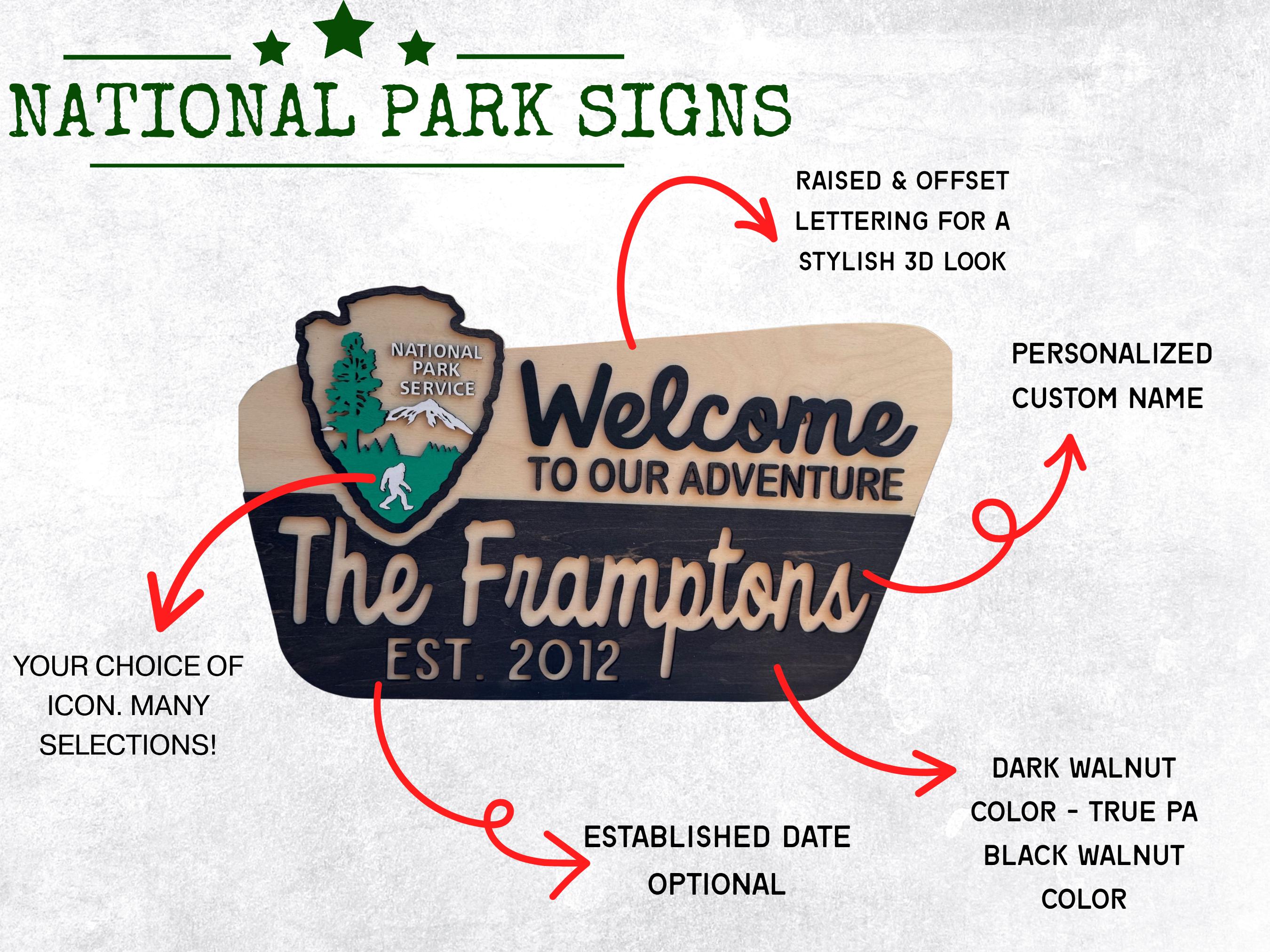 Personalized National Park Sign: Engraved Wood, Cabin Decor - Etsy