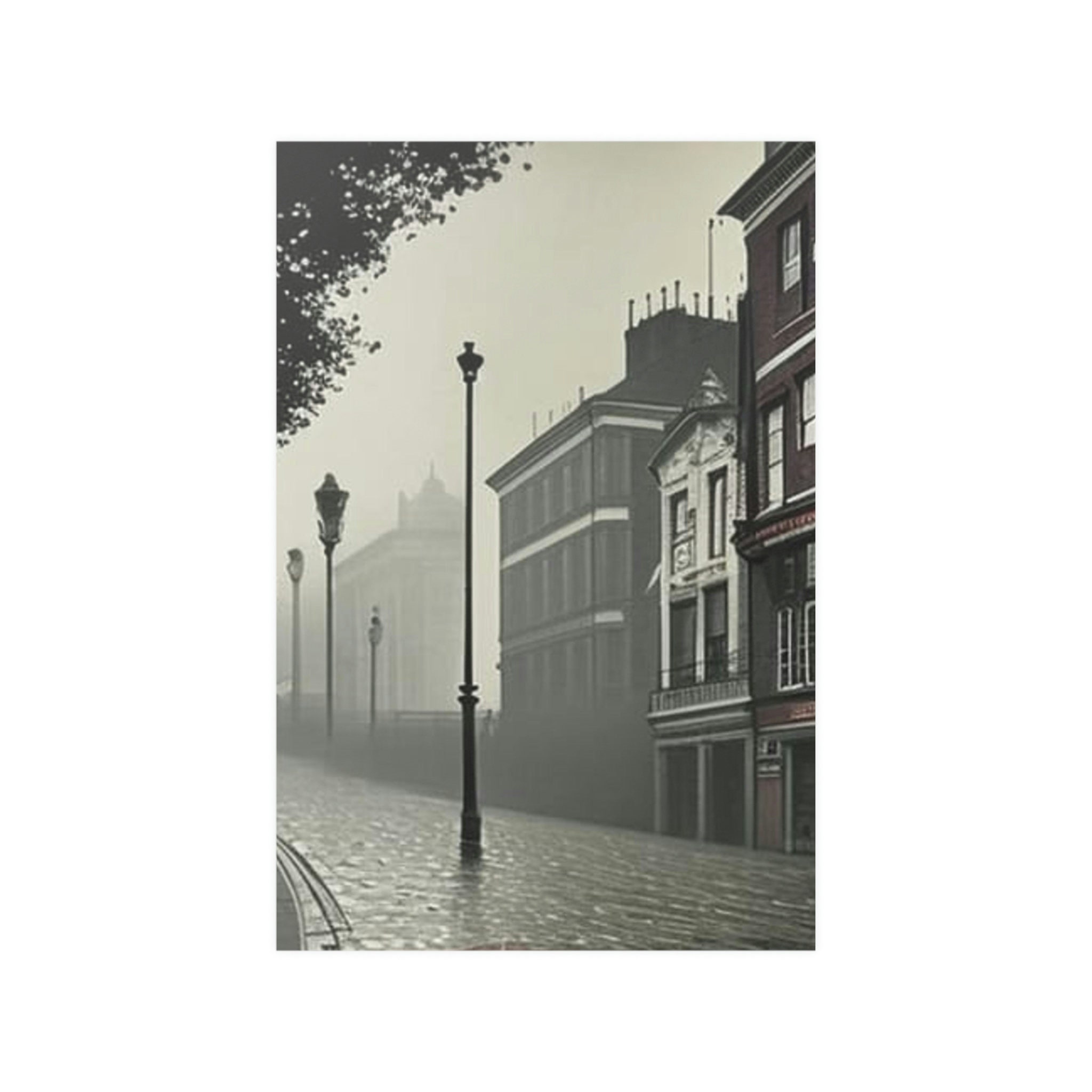 London Street Poster Art Poster Digital Print Misty Street - Etsy