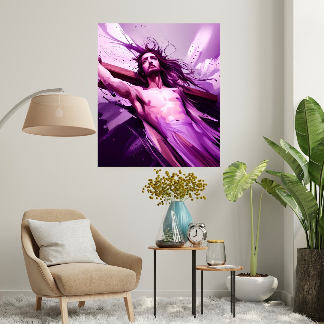 Christian Decor Jesus on Cross INRI Crucifix Jesus Canvas Unframed ...