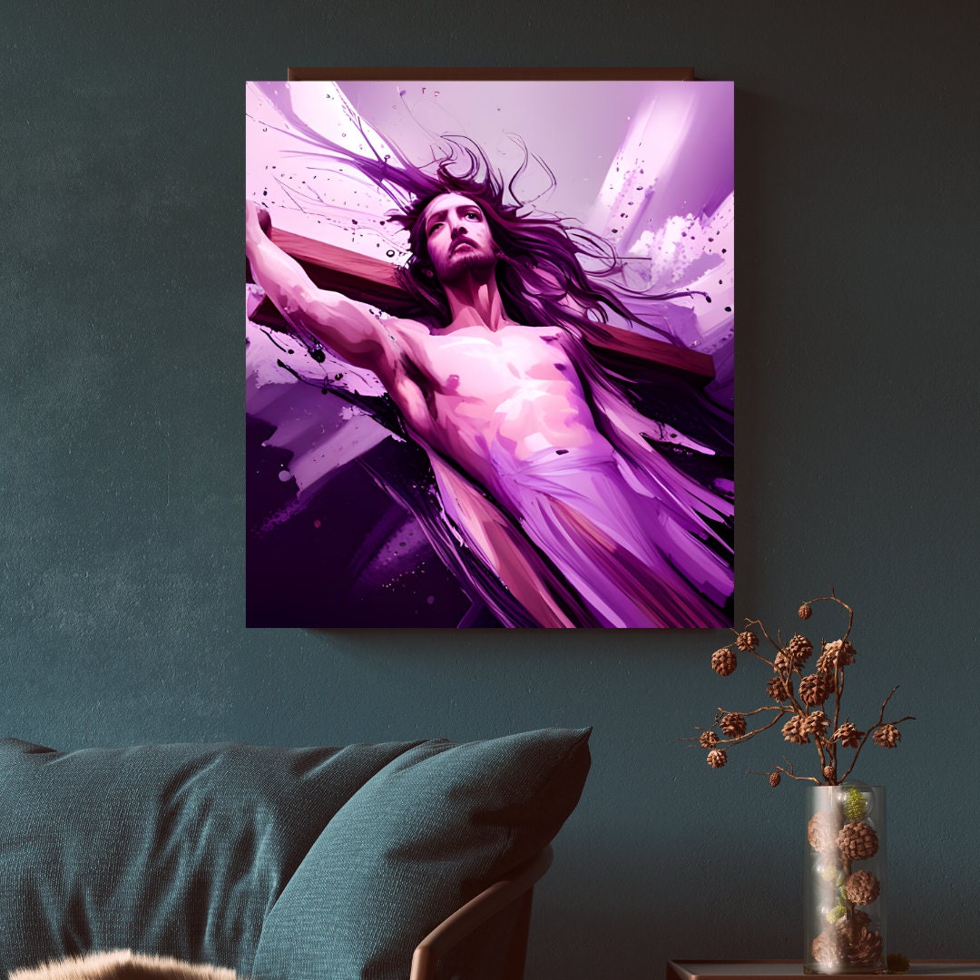 Christian Decor Jesus on Cross INRI Crucifix Jesus Canvas Unframed ...