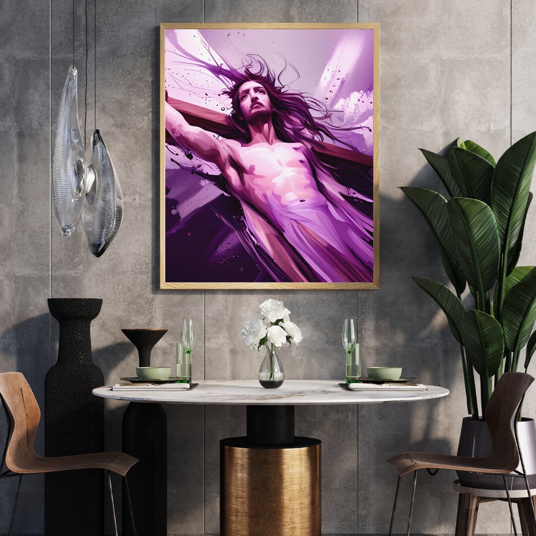 Christian Decor Jesus on Cross INRI Crucifix Jesus Canvas Unframed ...