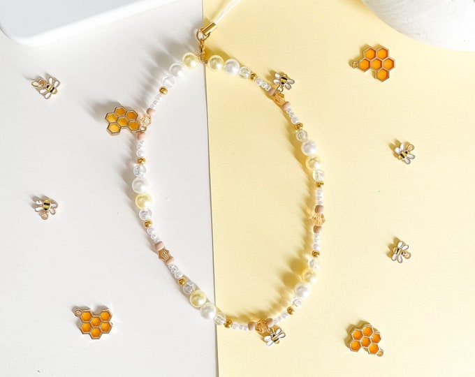 Bee Phone Bead Charm Strap - Etsy UK