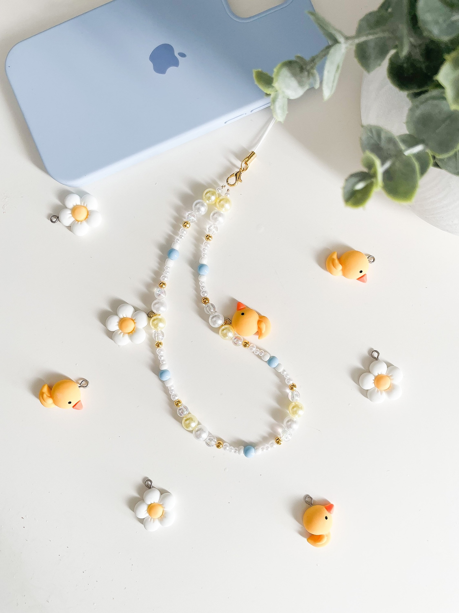 Duck Daisy Phone Strap/duck Daisy Flower Phone Charm/beaded - Etsy