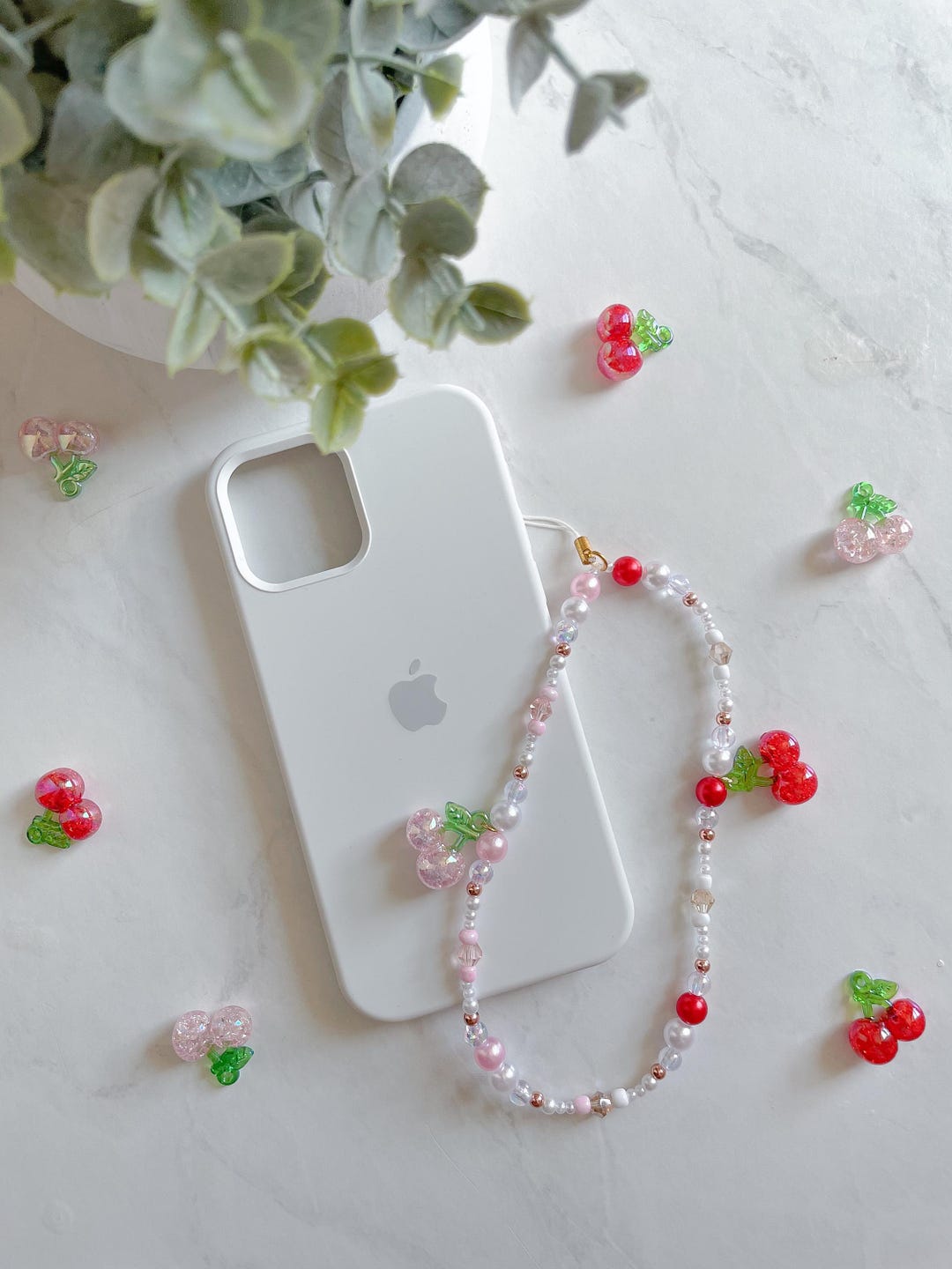 Cherry Phone Strap Charm/ Pink Fruit Lover Accessories/ Kawaii Phone ...