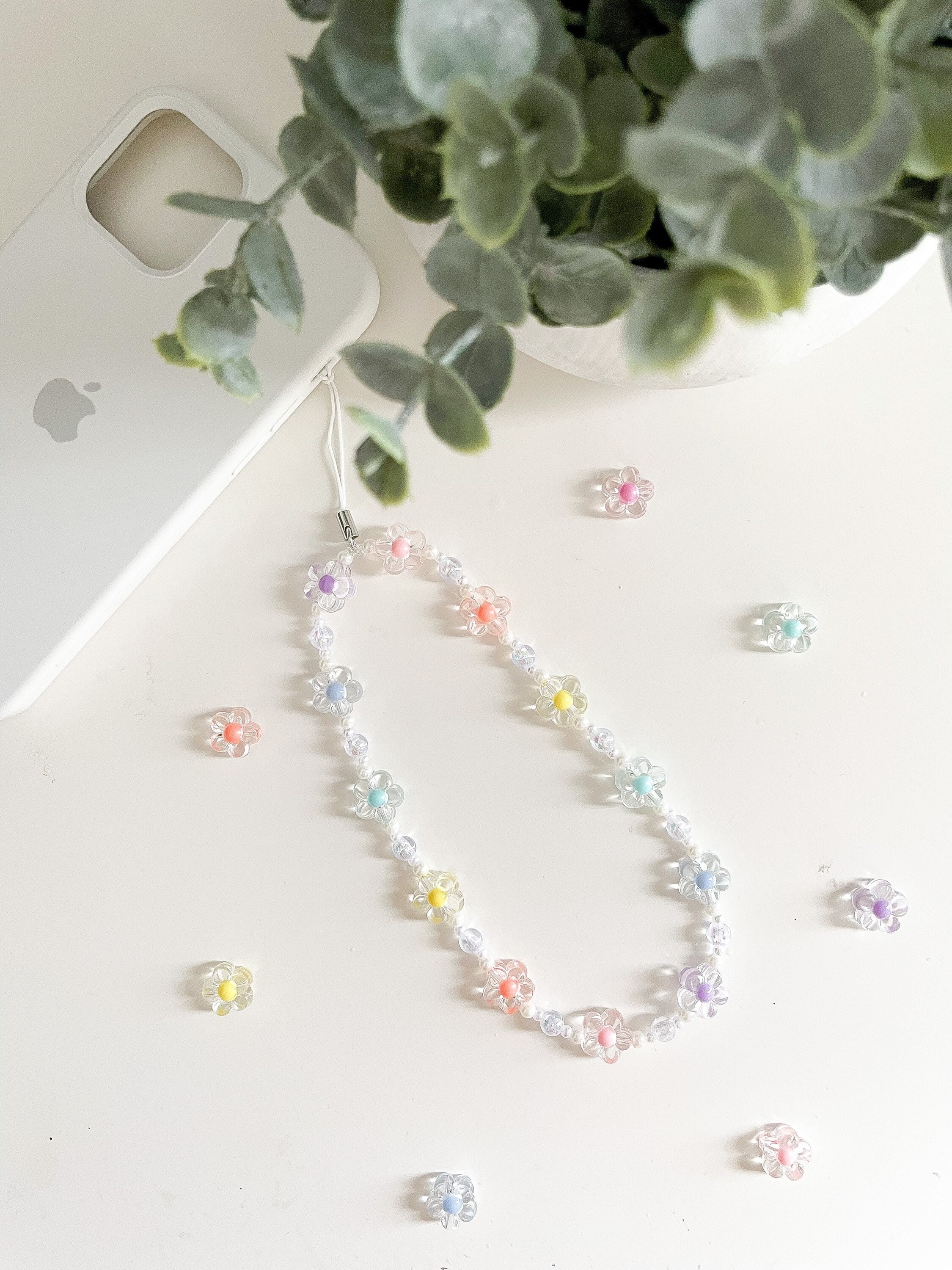 Rainbow Flower Phone Strap/ Flower Phone Charm/ Pearl Beaded - Etsy