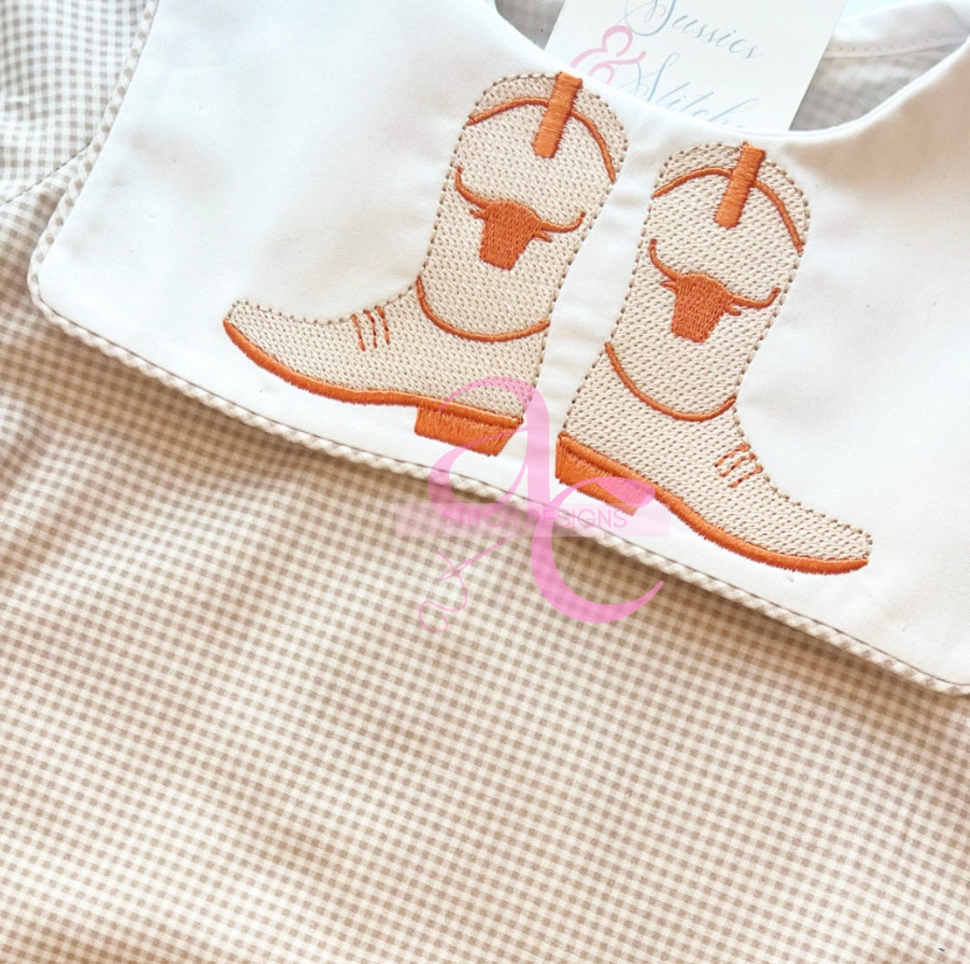 Longhorn Cowboy Boot Vintage Stitch Machine Embroidery Design - Etsy