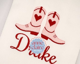 Valentine Cowboy Boot Row Fill and Satin Stitch Machine Embroidery ...