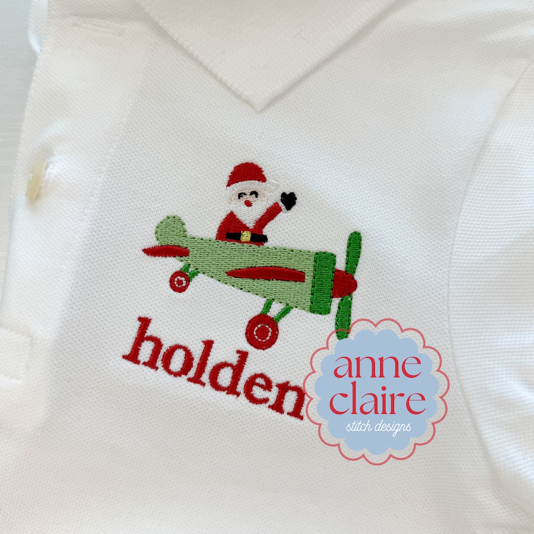 Airplane Santa Machine Embroidery Design - Etsy