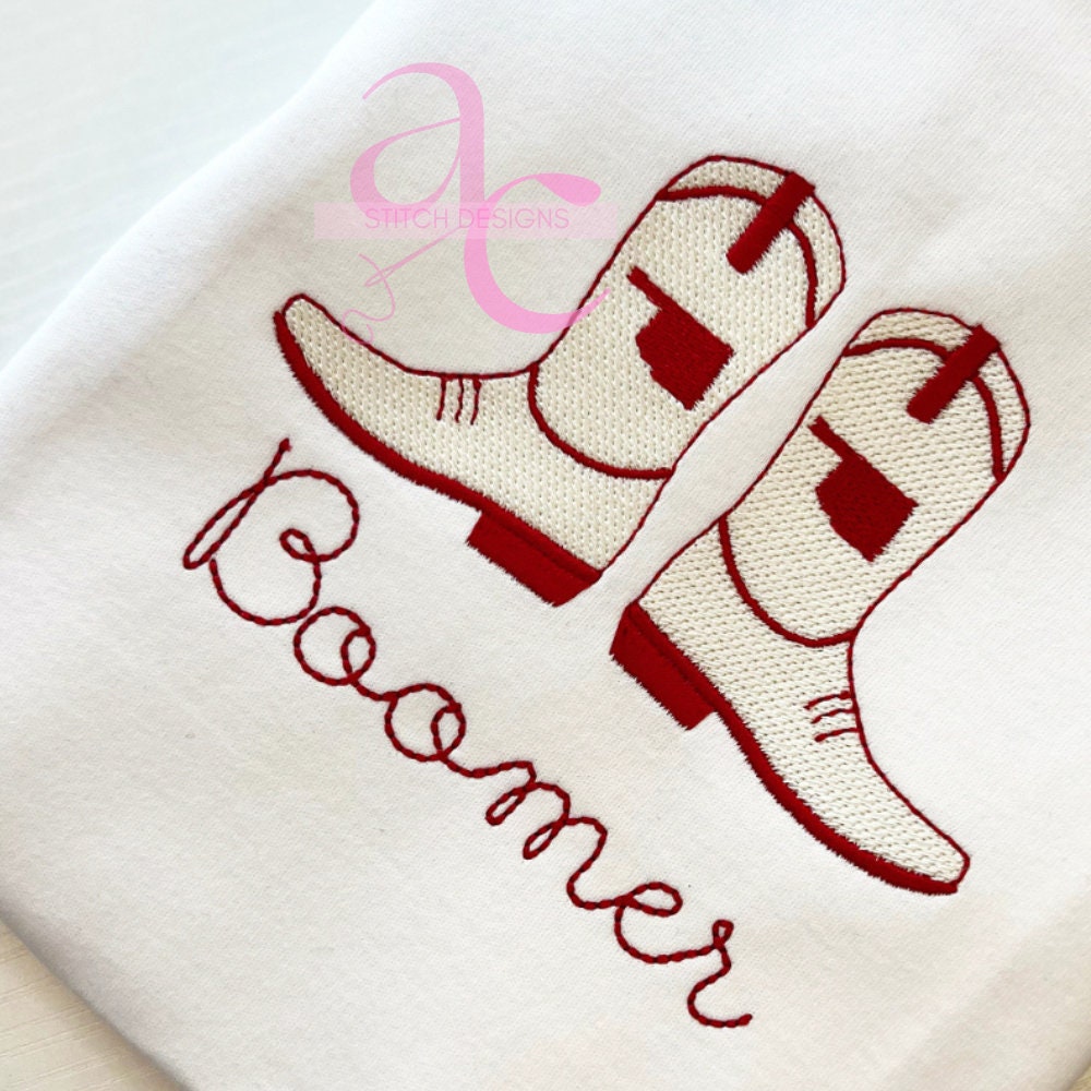 Oklahoma Cowboy Boot Vintage Stitch Machine Embroidery Design - Etsy