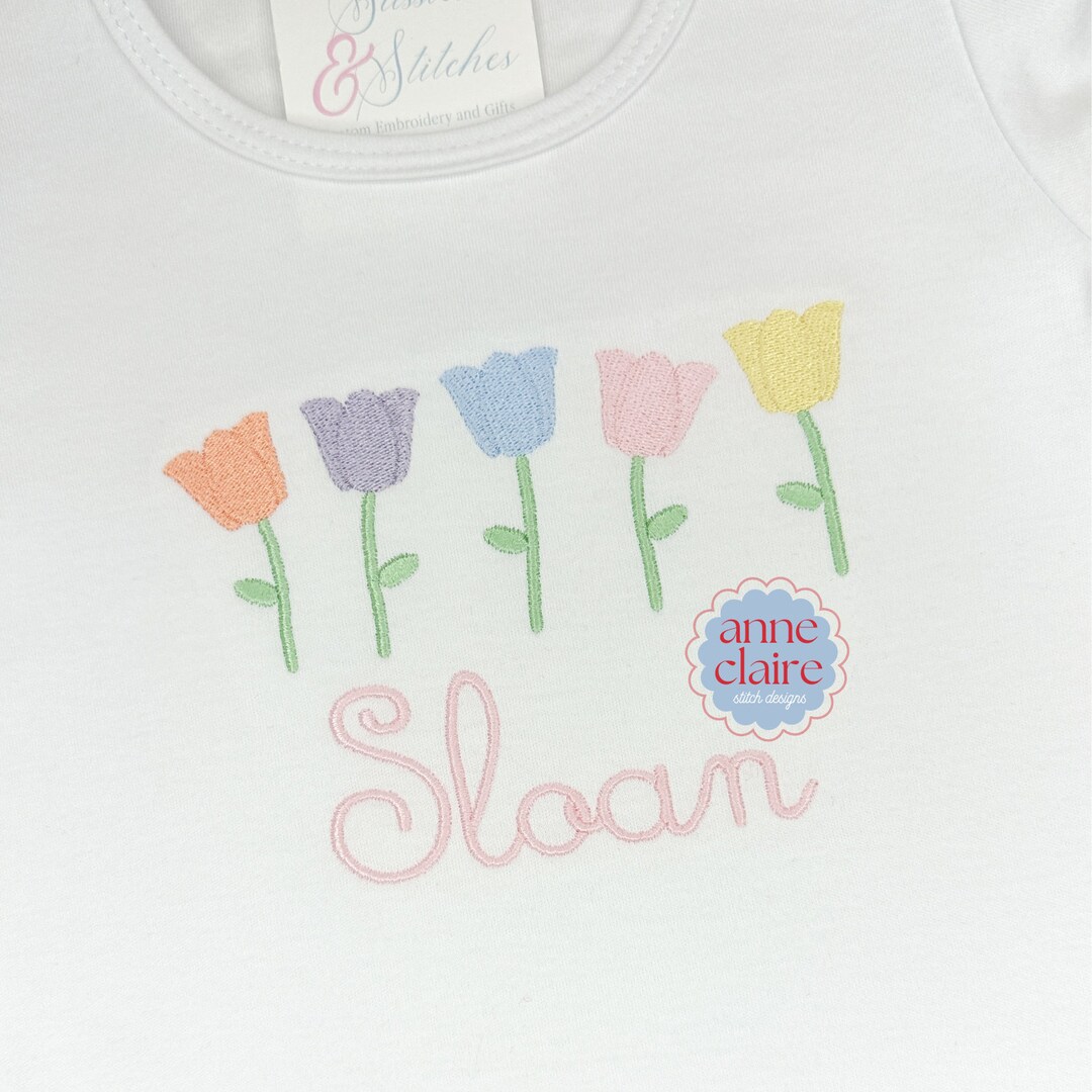 Tulip Line Machine Embroidery Design - Etsy