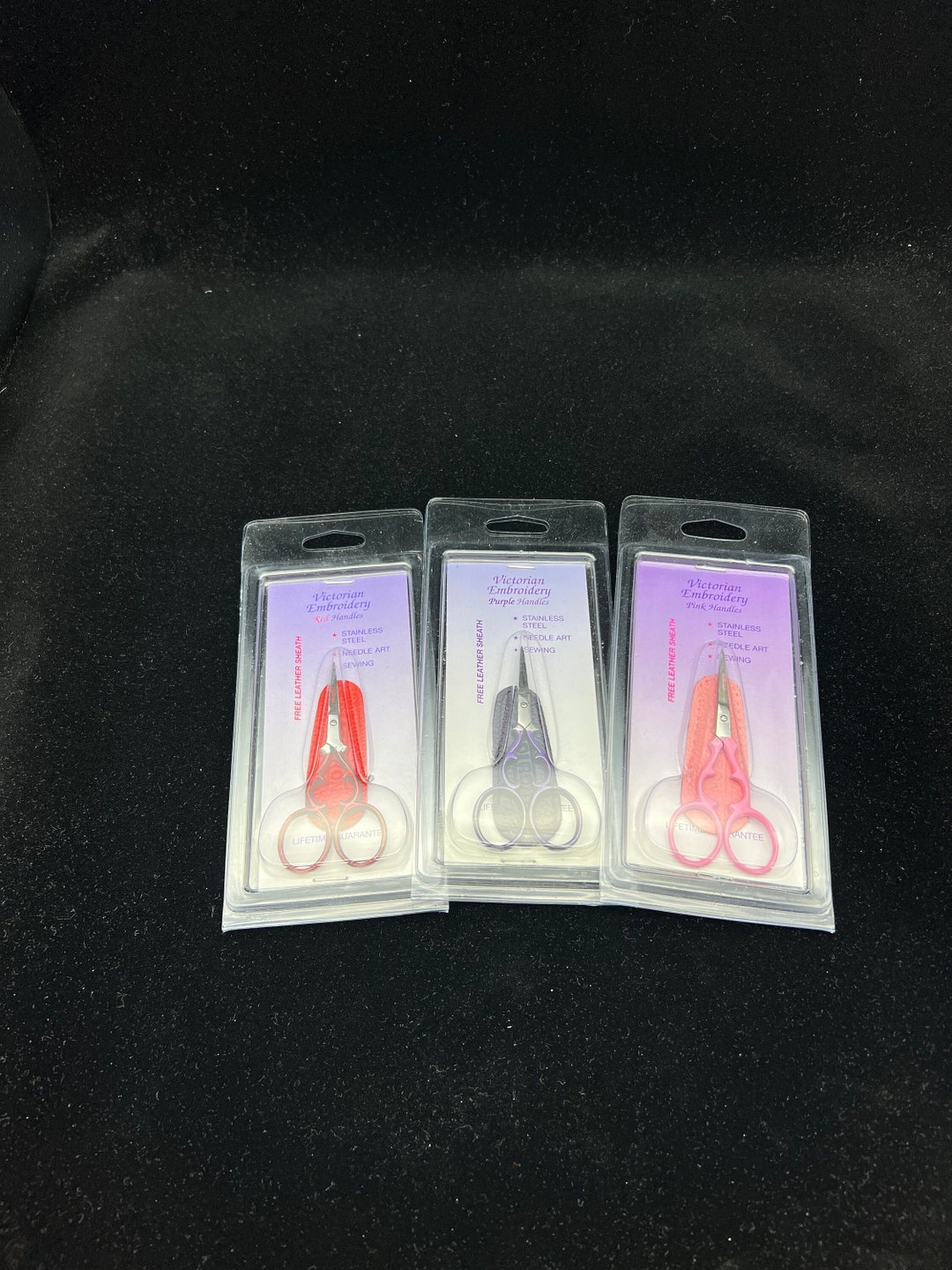 Set of Three Victorian Embroidery Scissors With Leather Sheaths - Etsy