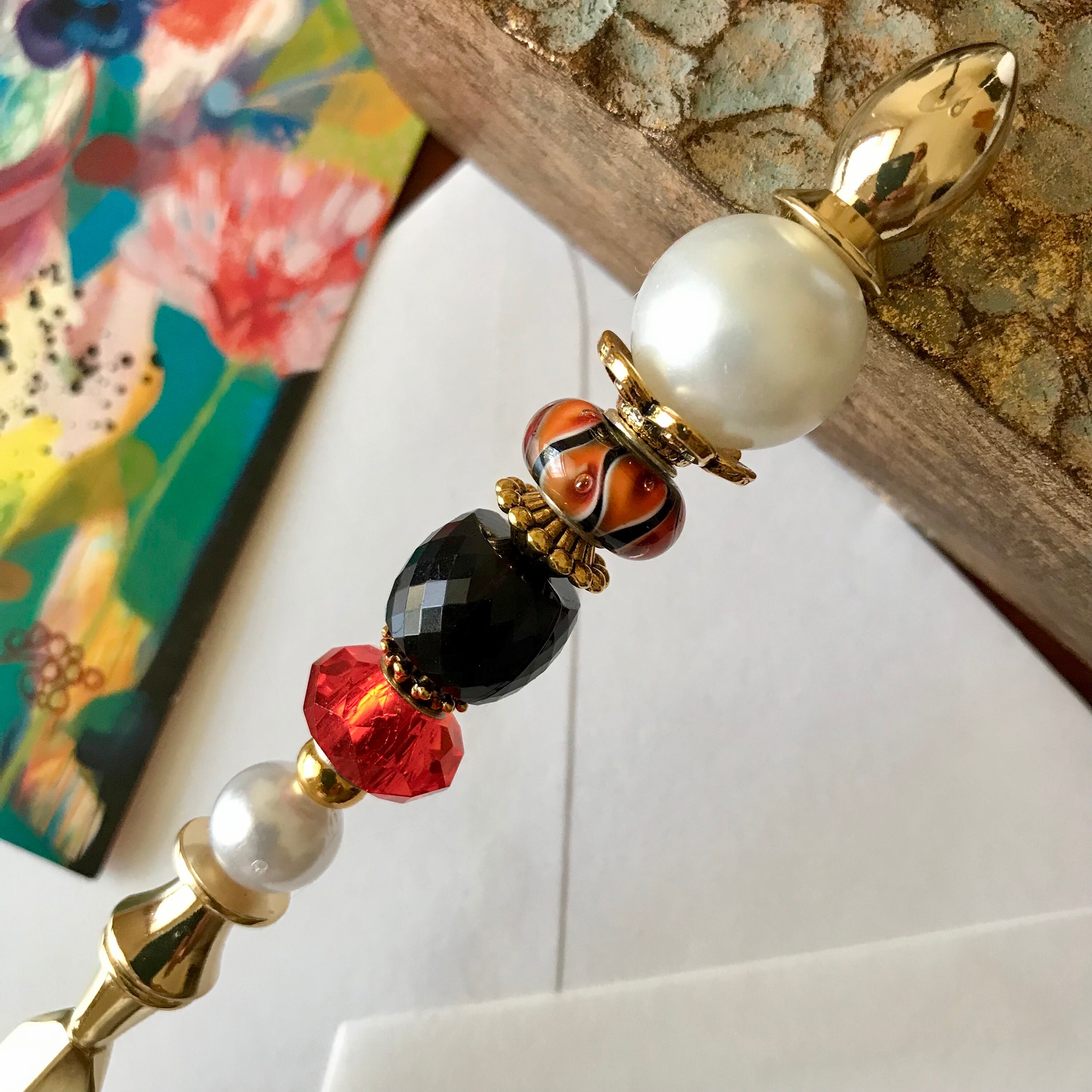 Hand Beaded Letter Opener, Gold Letter Opener, Metal Mail Opener ...