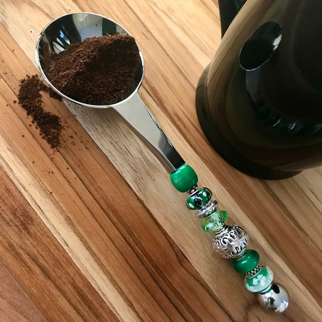 Coffee Scoop With Beaded Handle, Stainless Steel, Coffee Spoon, Green ...
