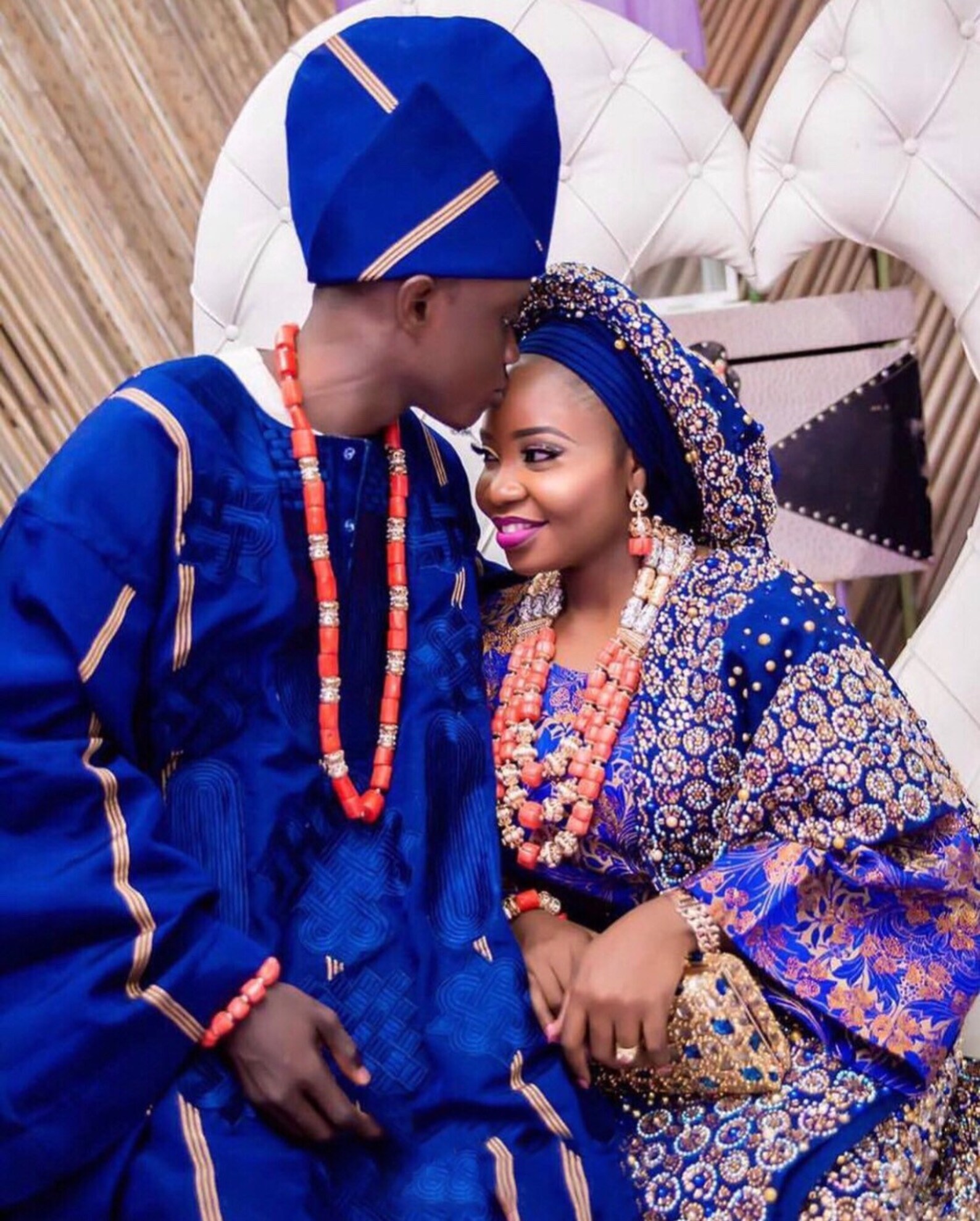 Classic Royal Blue Traditional Aso Oke Complete Outfits For | Etsy