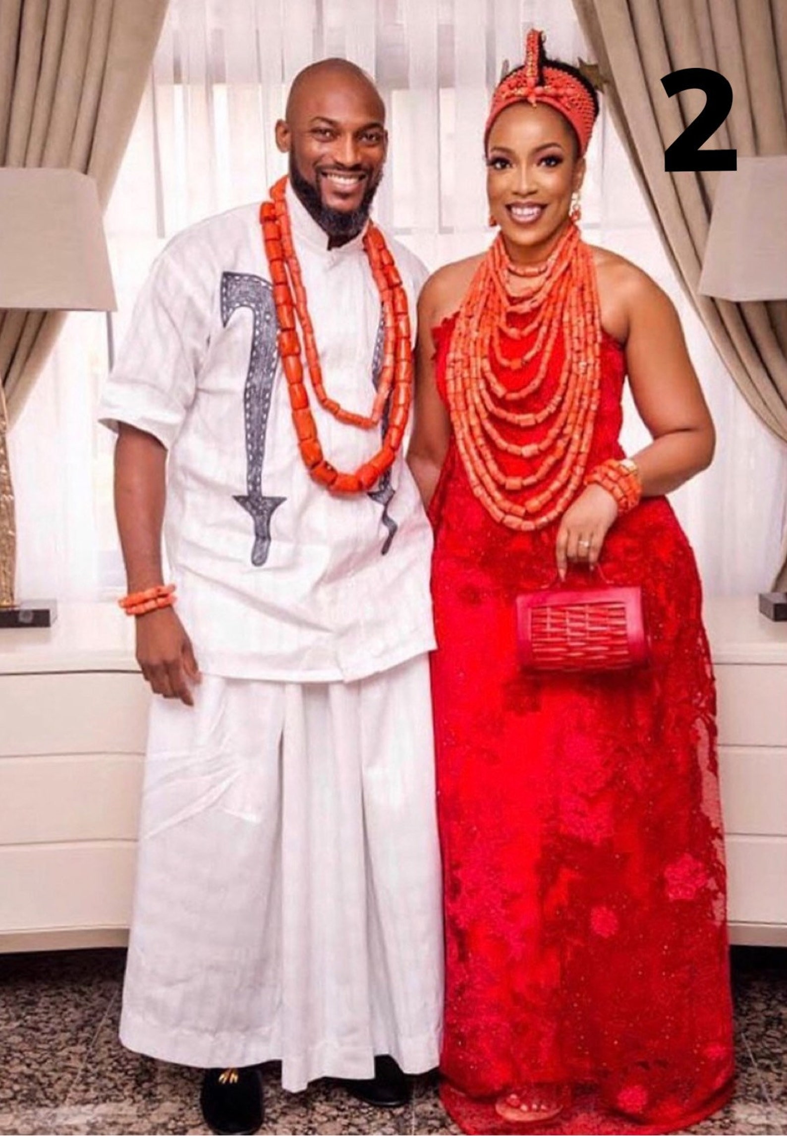 Bini Traditional Wedding Outfits//Bini Bride & Groom | Etsy