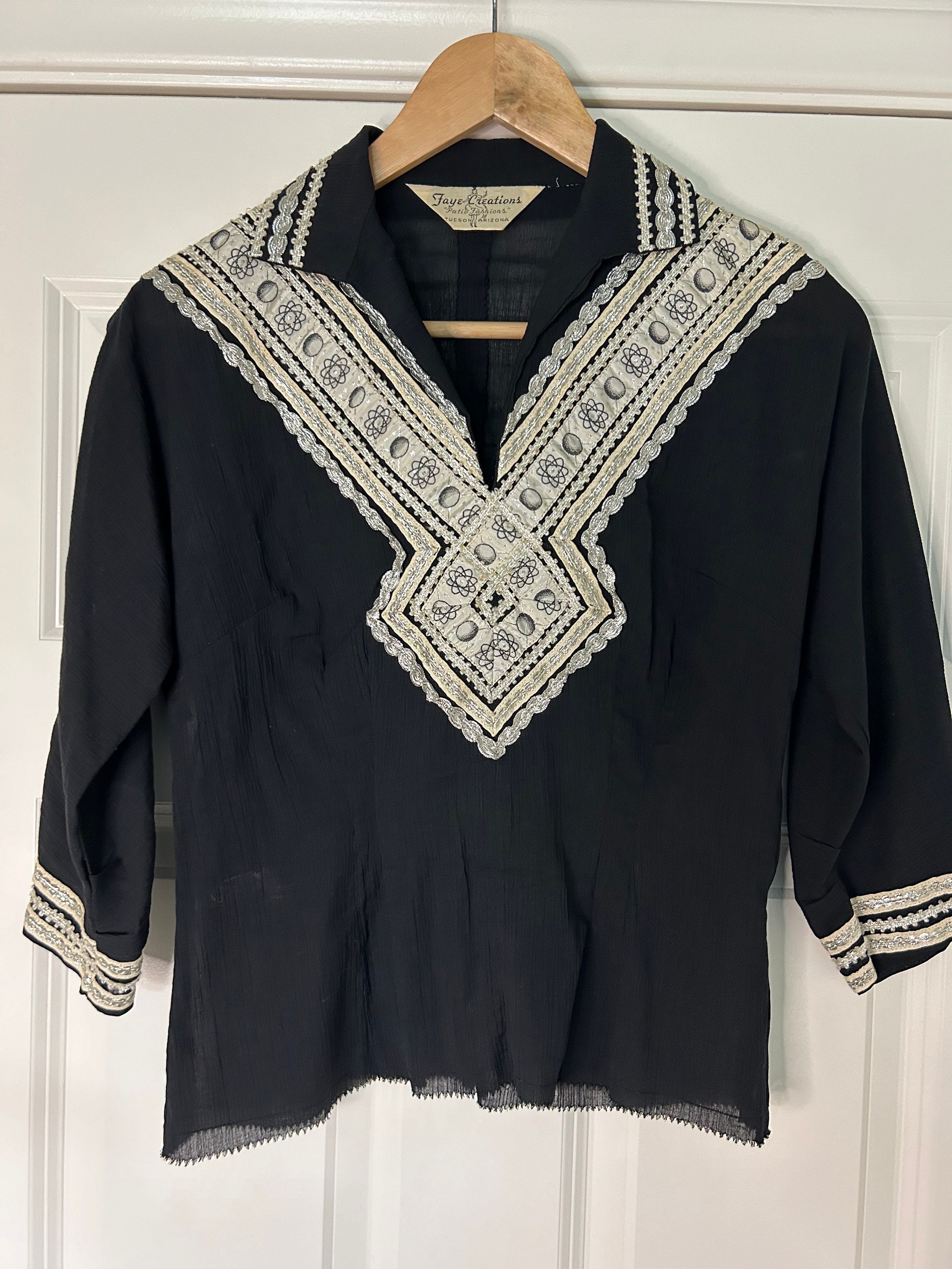 Vintage 50's Patio Ric Rac Women's Blouse Atomic Sputnik Rockabilly VLV ...