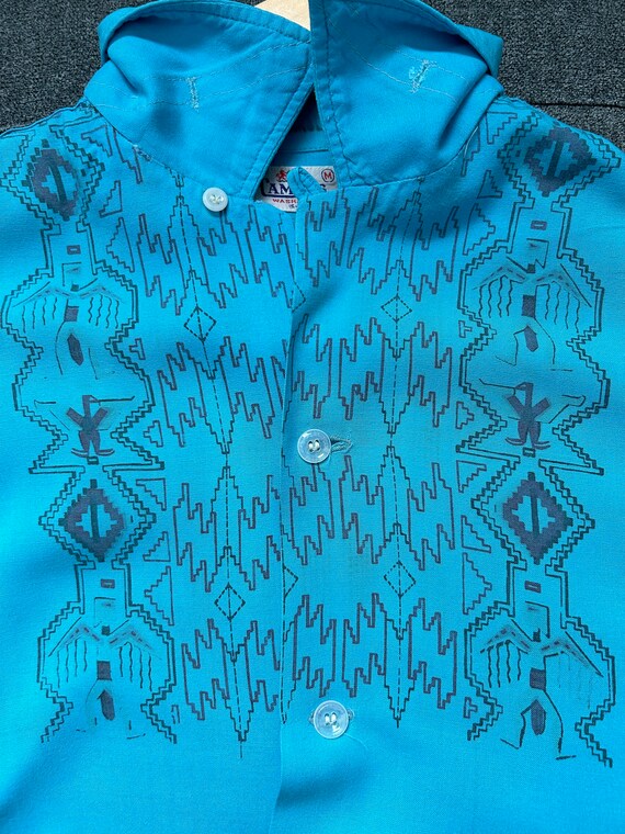 Vintage 50's Native Print Thunderbird Campus Shirt VL… - Gem