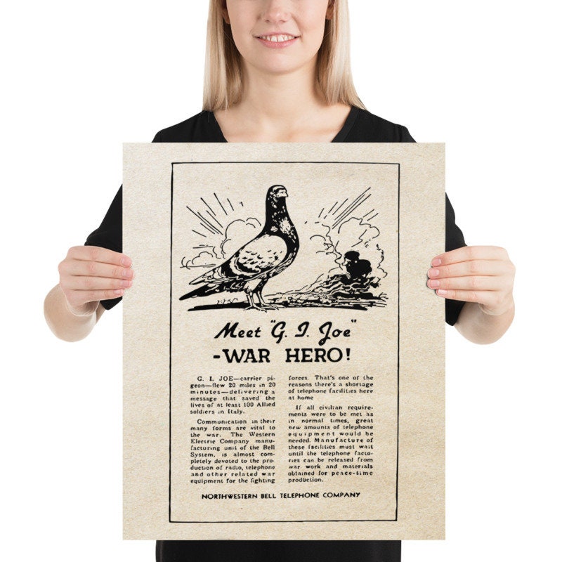 GI Joe Pigeon Digital Poster | INSTANT DOWNLOAD | 1940s | World War 2 ...