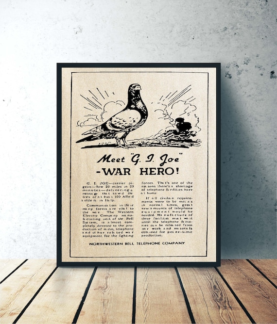 GI Joe Pigeon Digital Poster INSTANT DOWNLOAD 1940s | Etsy