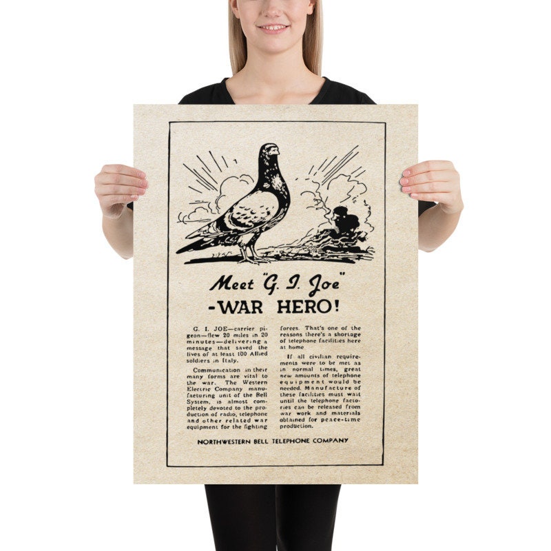 GI Joe Pigeon Digital Poster | INSTANT DOWNLOAD | 1940s | World War 2 ...
