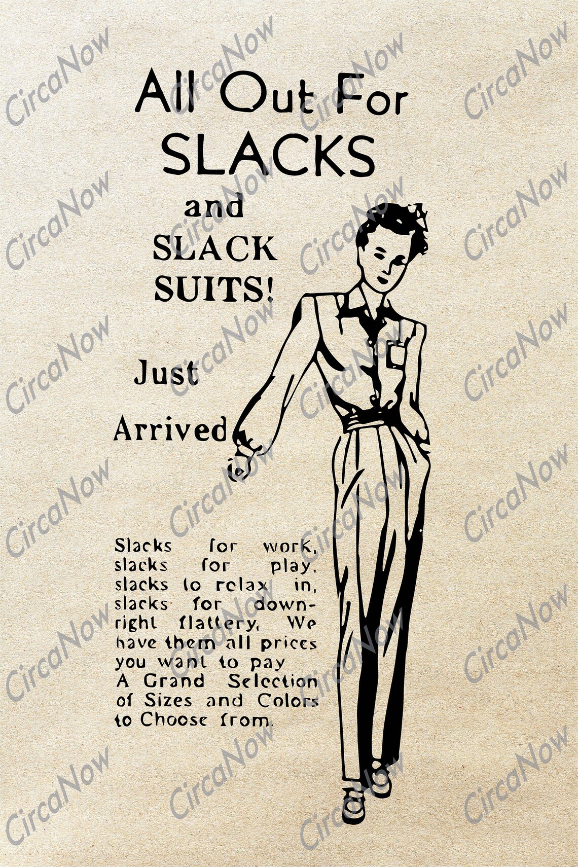 Vintage Women's Slacks Digital Poster 1942 INSTANT - Etsy