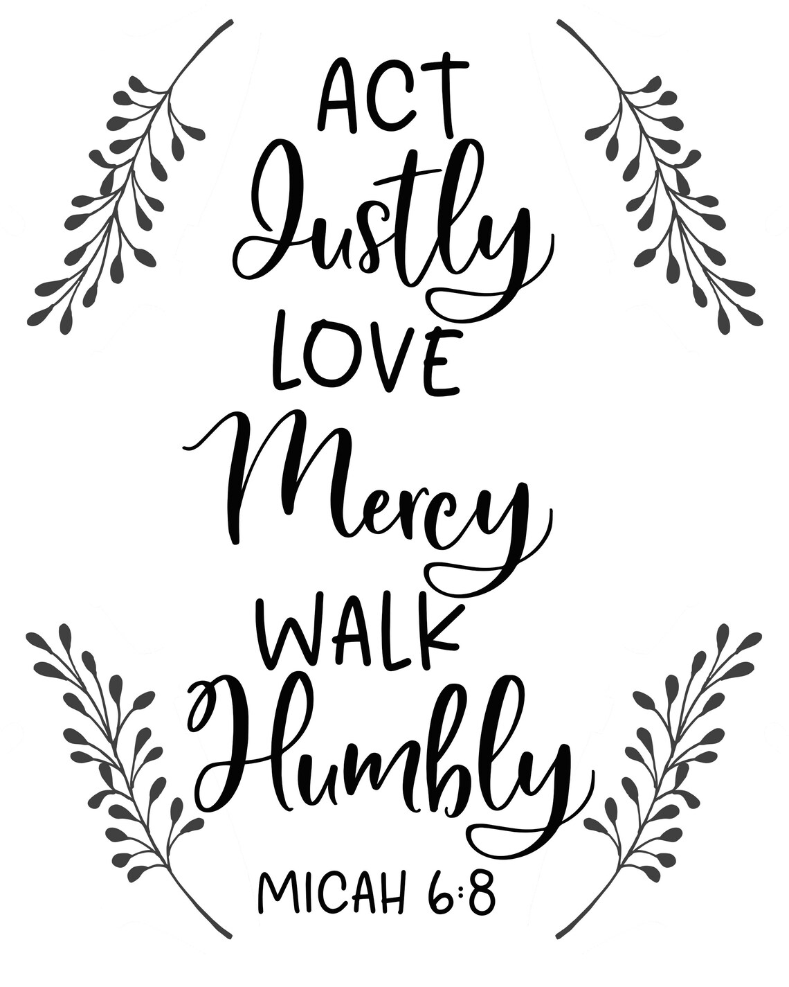 Micah 6:8 Printable Bible Verse Art Farmhouse Decor | Etsy