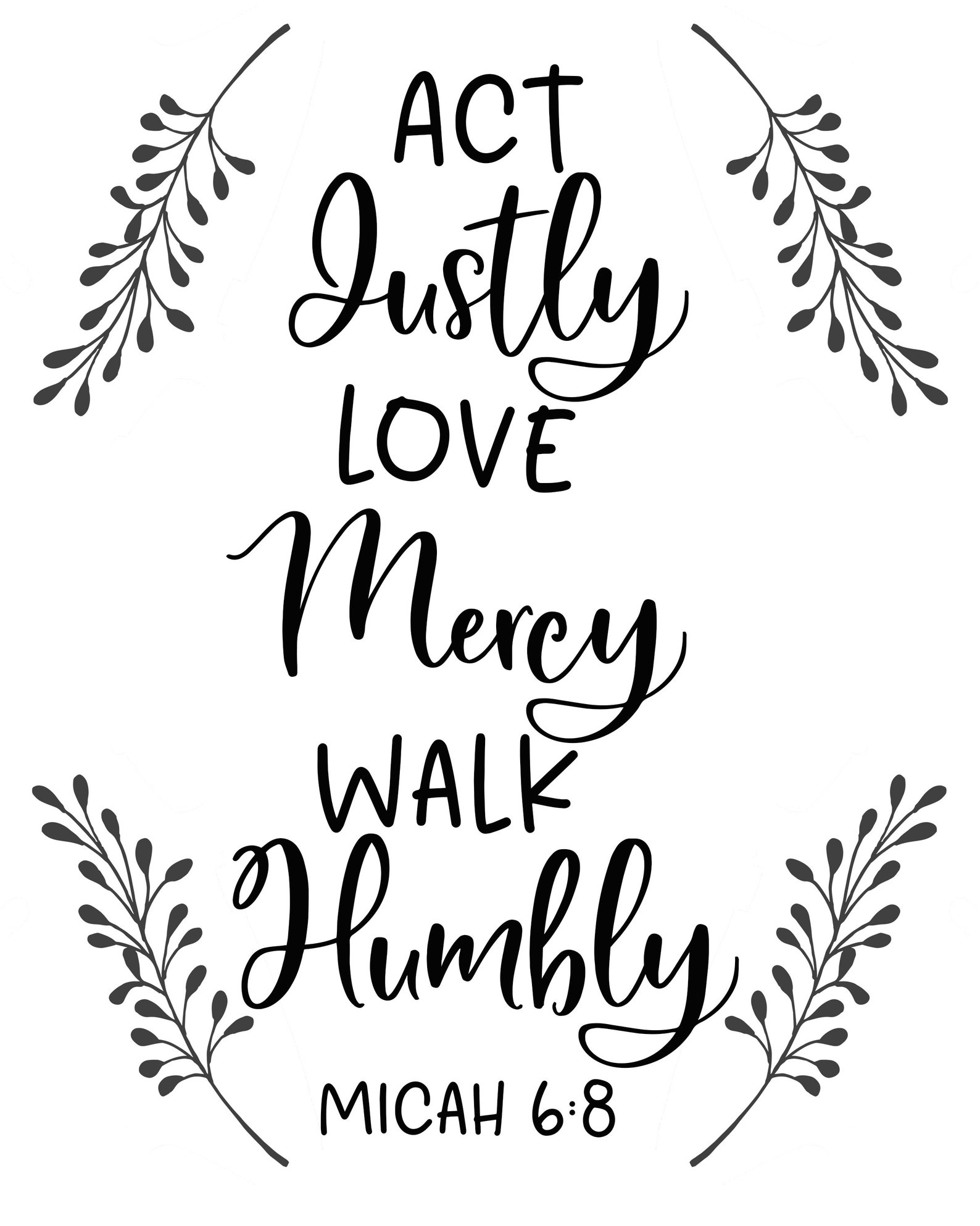 Micah 6:8 Printable Bible Verse Art Farmhouse Decor | Etsy