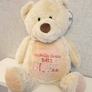 New Baby Teddy Bear Gift, Birth Announcement Embroidered Teddy Bear ...