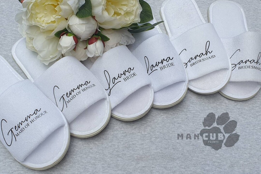 Personalised Bridal Party Slippers Personalised Bridesmaid - Etsy