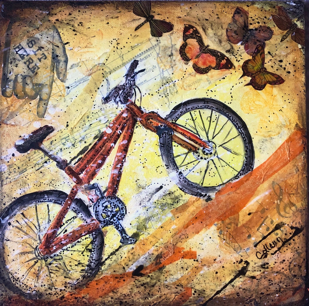 Colorful Bicycle Collage Art - Etsy