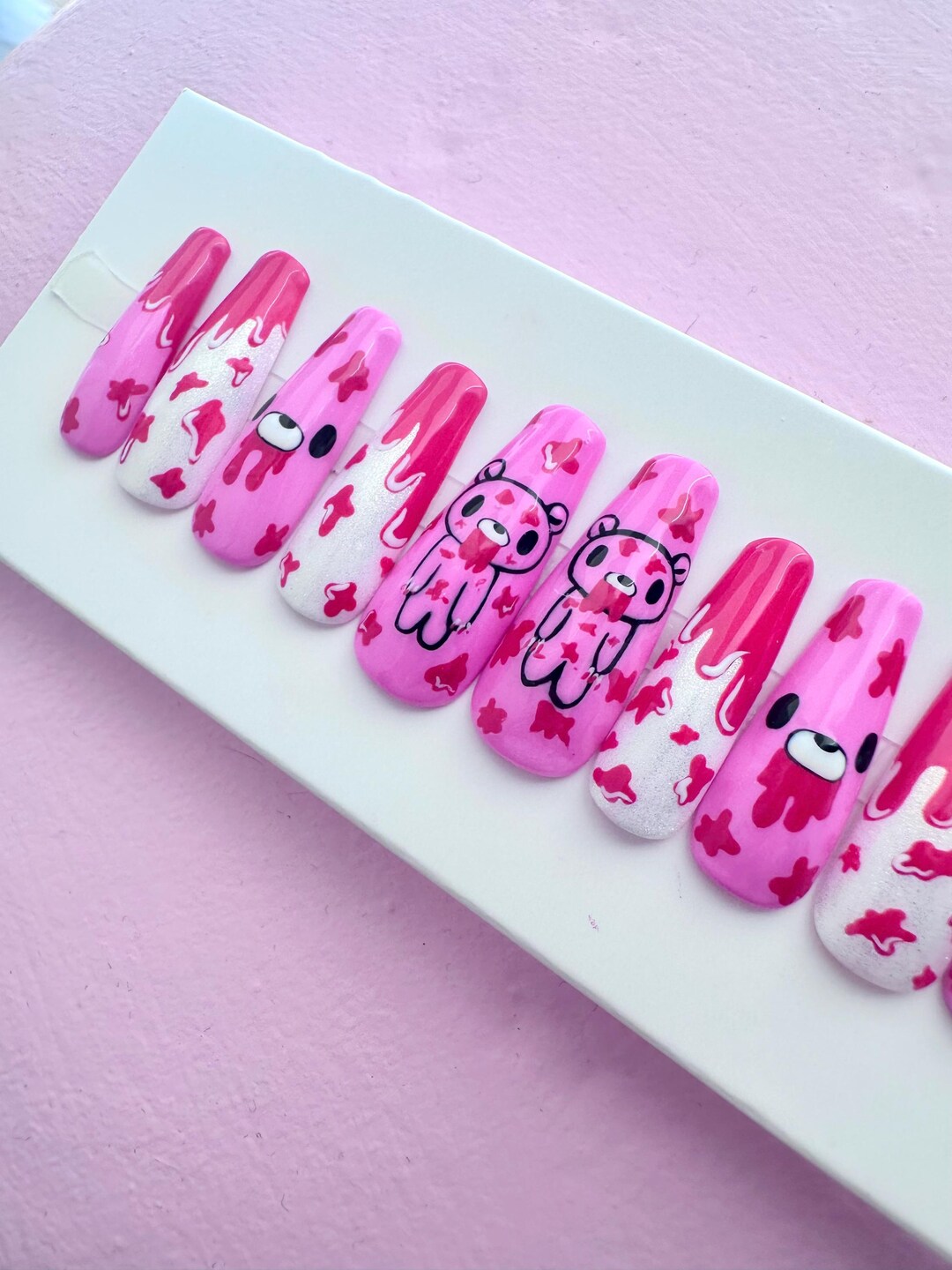 Gloomy Inspired Press on Nails - Bear - Cute Nails - Made to Order ...