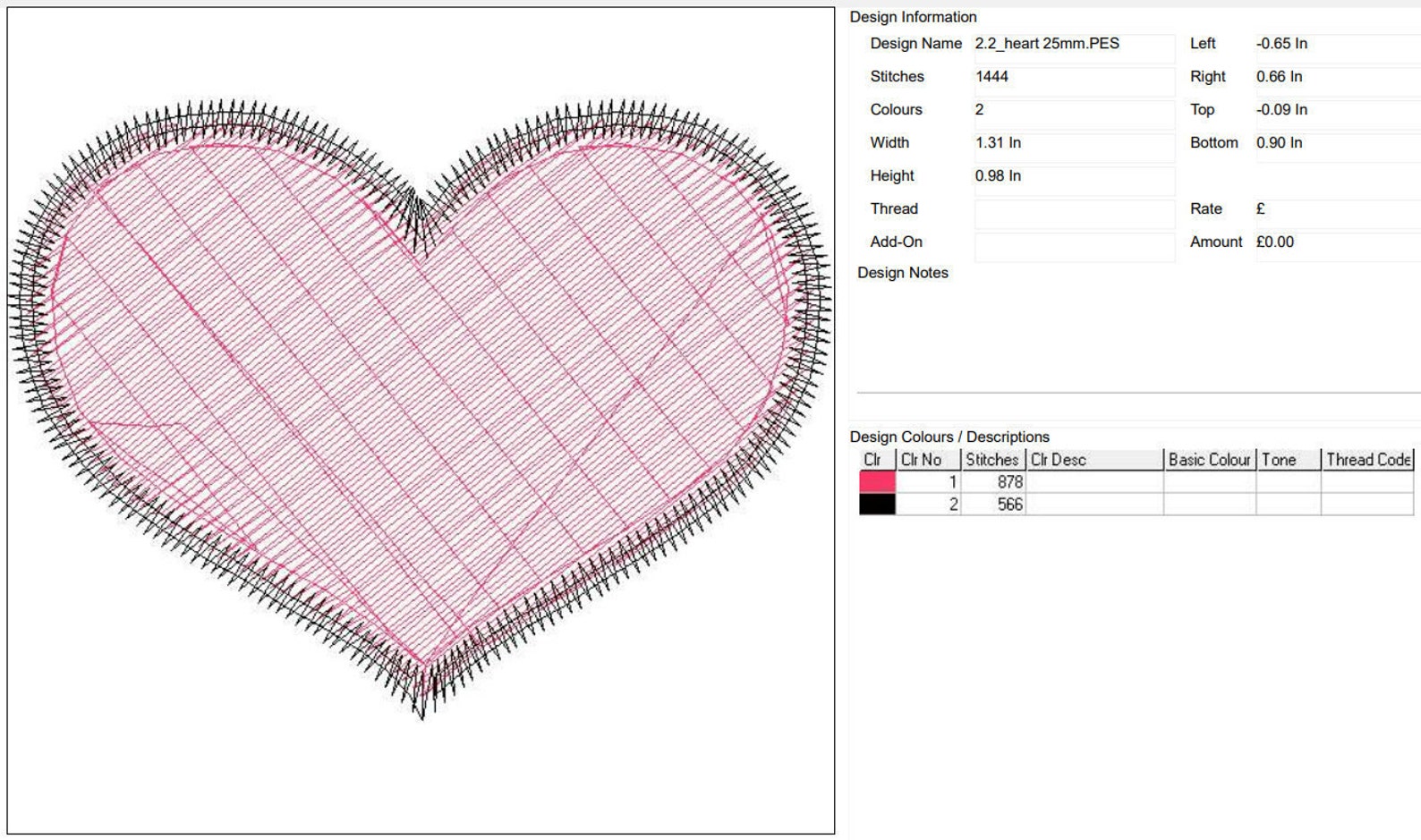 Two Color Heart Embroidery File With 30 Sizes - Etsy