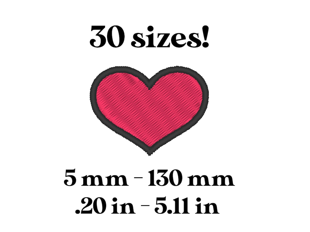Two Color Heart Embroidery File With 30 Sizes - Etsy