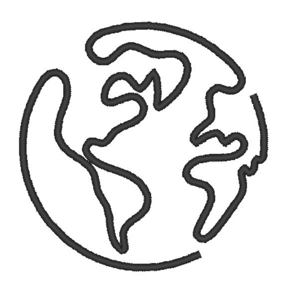 Earth Line Art Logo Style Minimalist Embroidery File Satin Stitch and ...