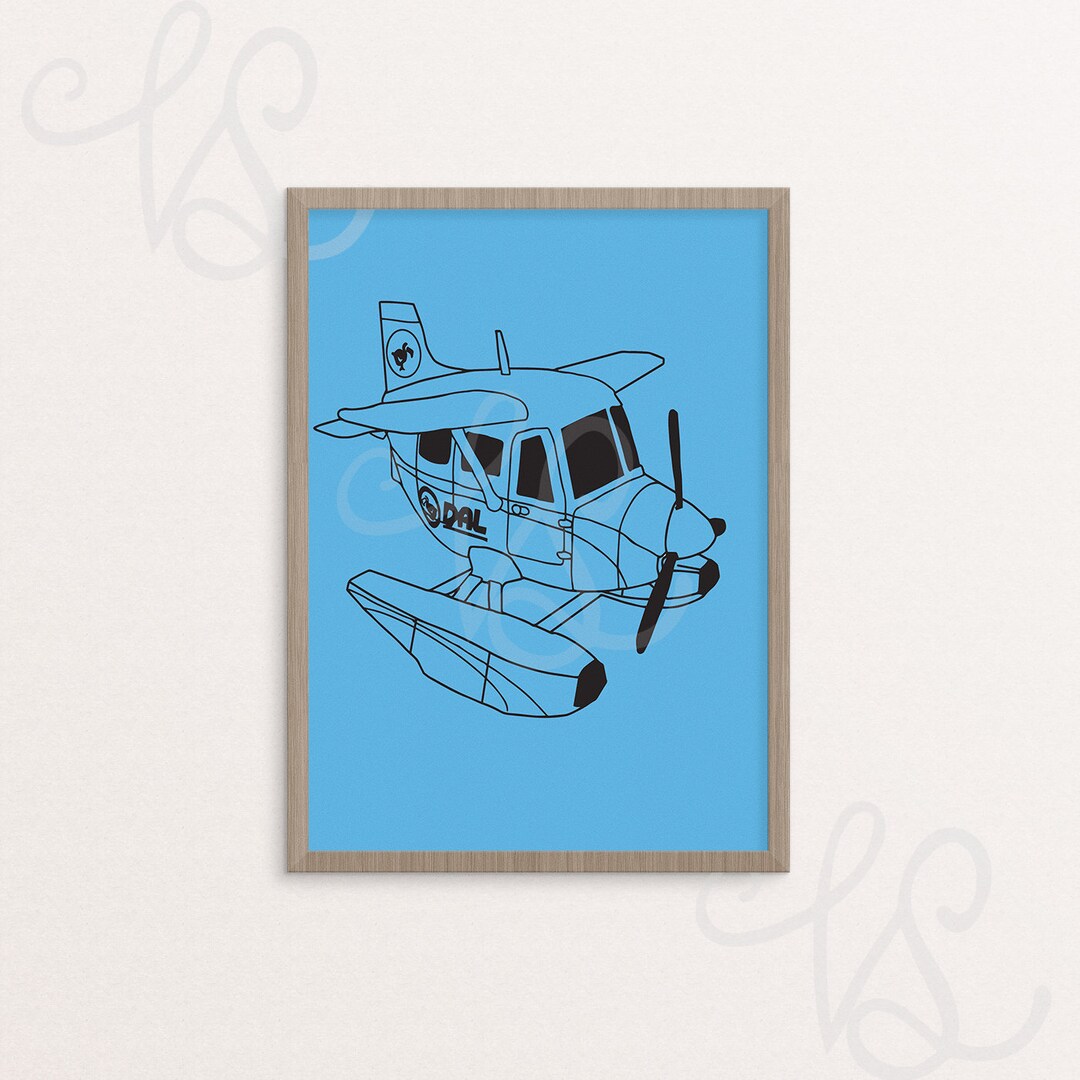 Animal Crossing Art Print, Seaplane Art Print, Digital Download, Animal ...