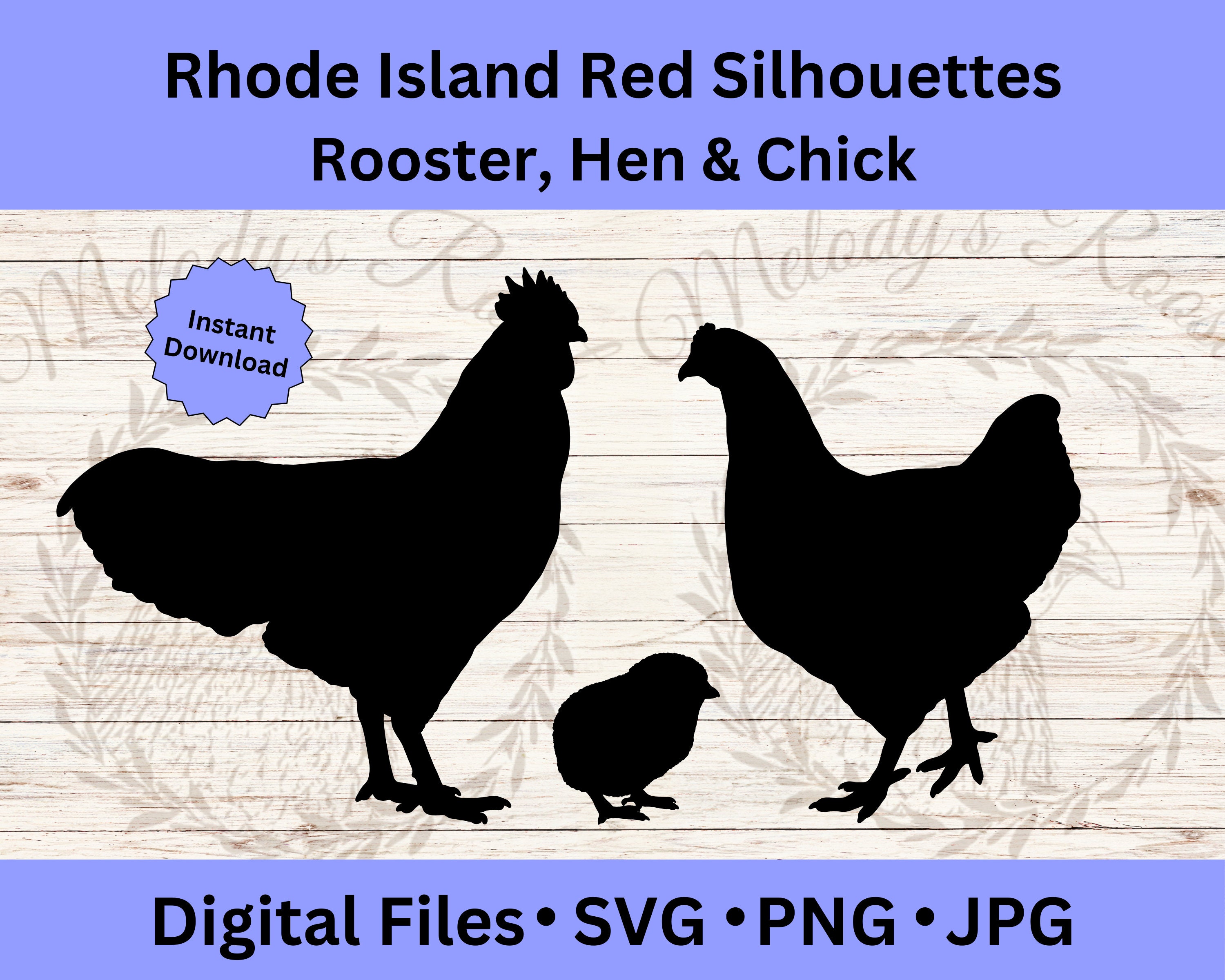 Rhode Island Red Chicken Clipart, Printable Craft Supplies, Farm Animal ...