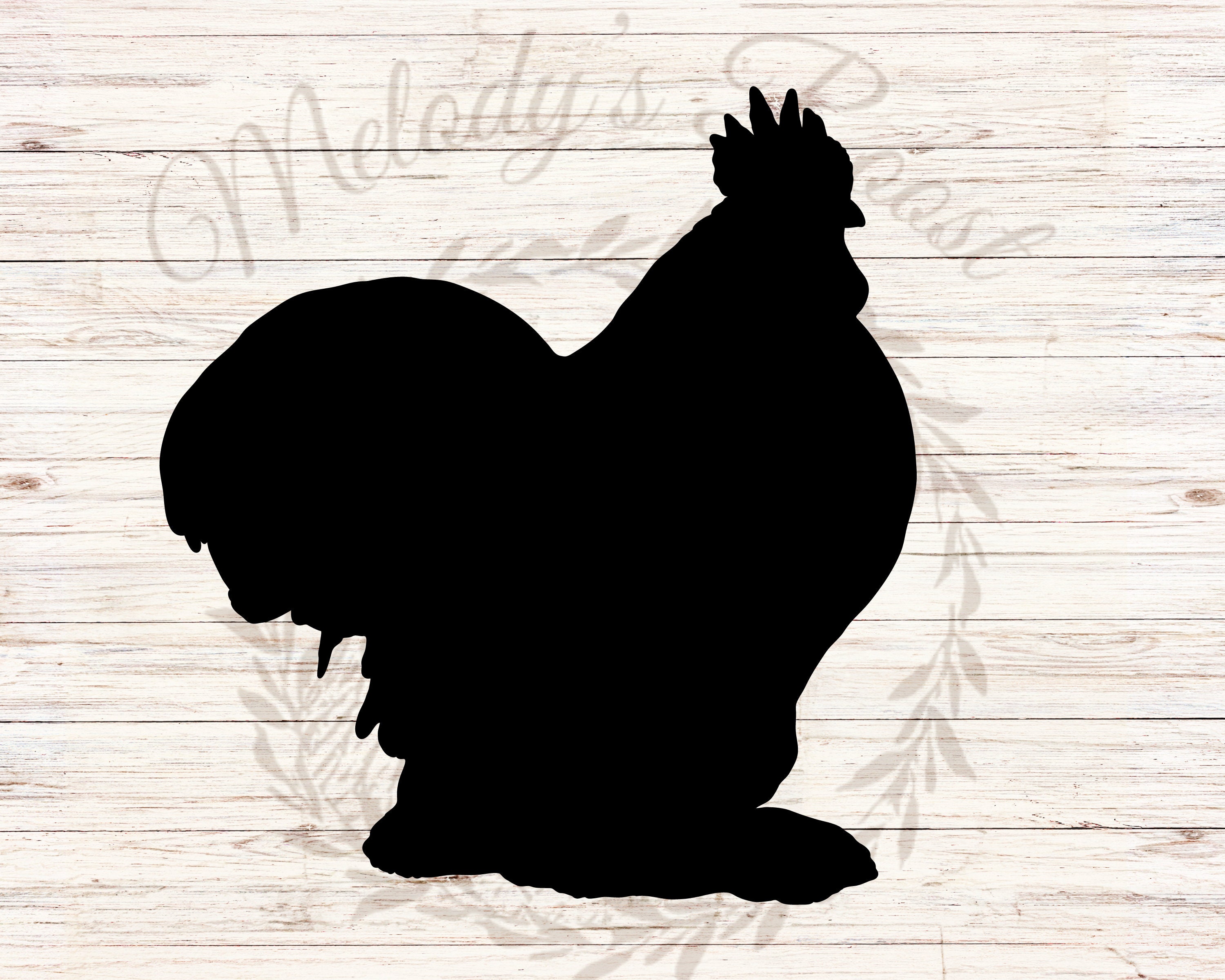 Cochin Chicken Silhouette SVG, Cute Farmhouse Clipart, Craft Supplies ...