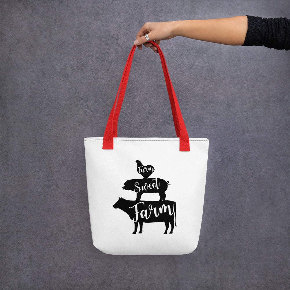 Farm Sweet Farm Bag Animal Tote Bag Farmhouse Shoulder Bag | Etsy