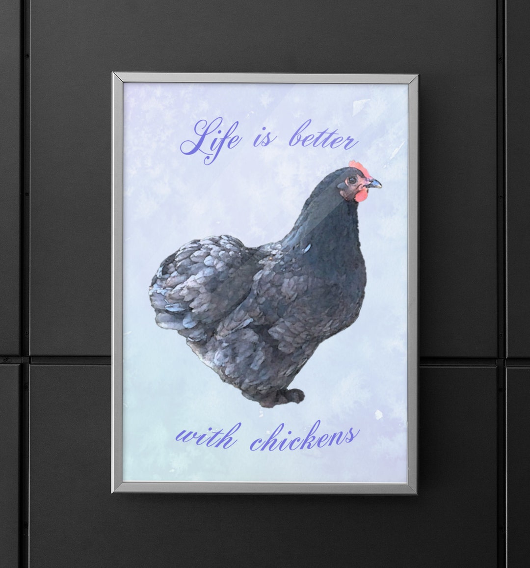 Farmhouse Kitchen Poster, Chicken Art, Cochin Hen, Inspirational - Etsy
