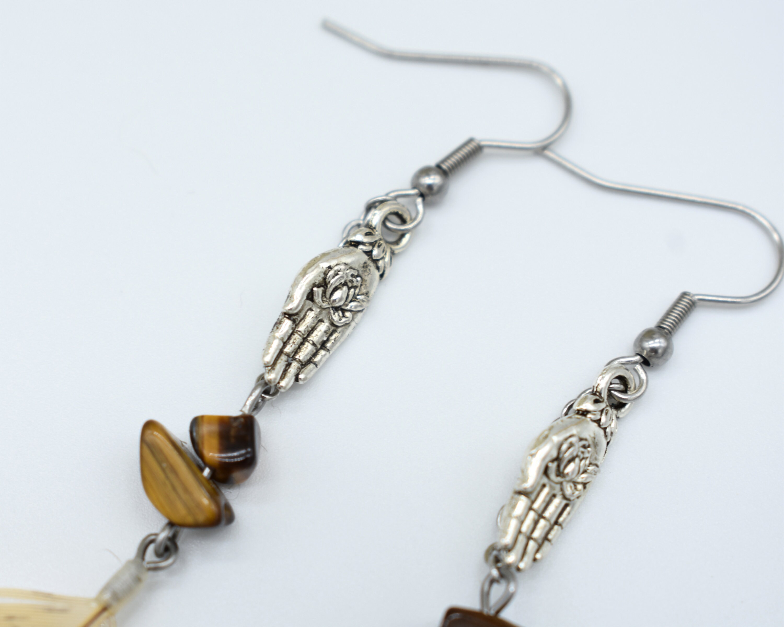 Bohemian Earrings Hamsa Jewelry Feather Dangle Earrings - Etsy