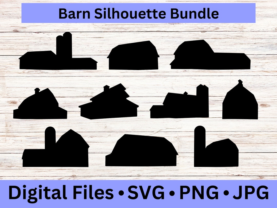 Simple Barn Silhouette Svgs, Farm Graphics, Barn Vectors, Cricut SVG ...
