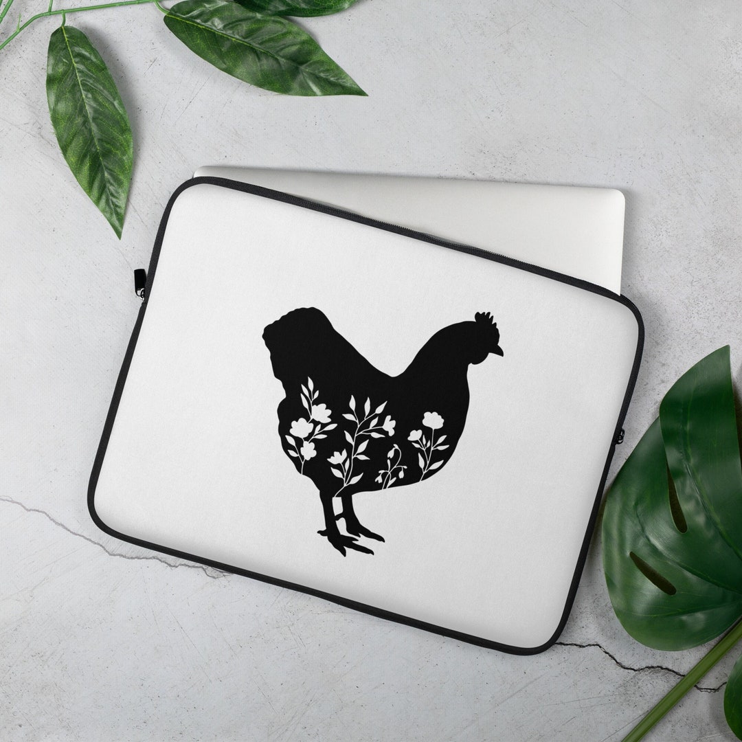 Floral Chicken Padded Laptop Sleeve, Boho Farmhouse iPad Case, Hen ...