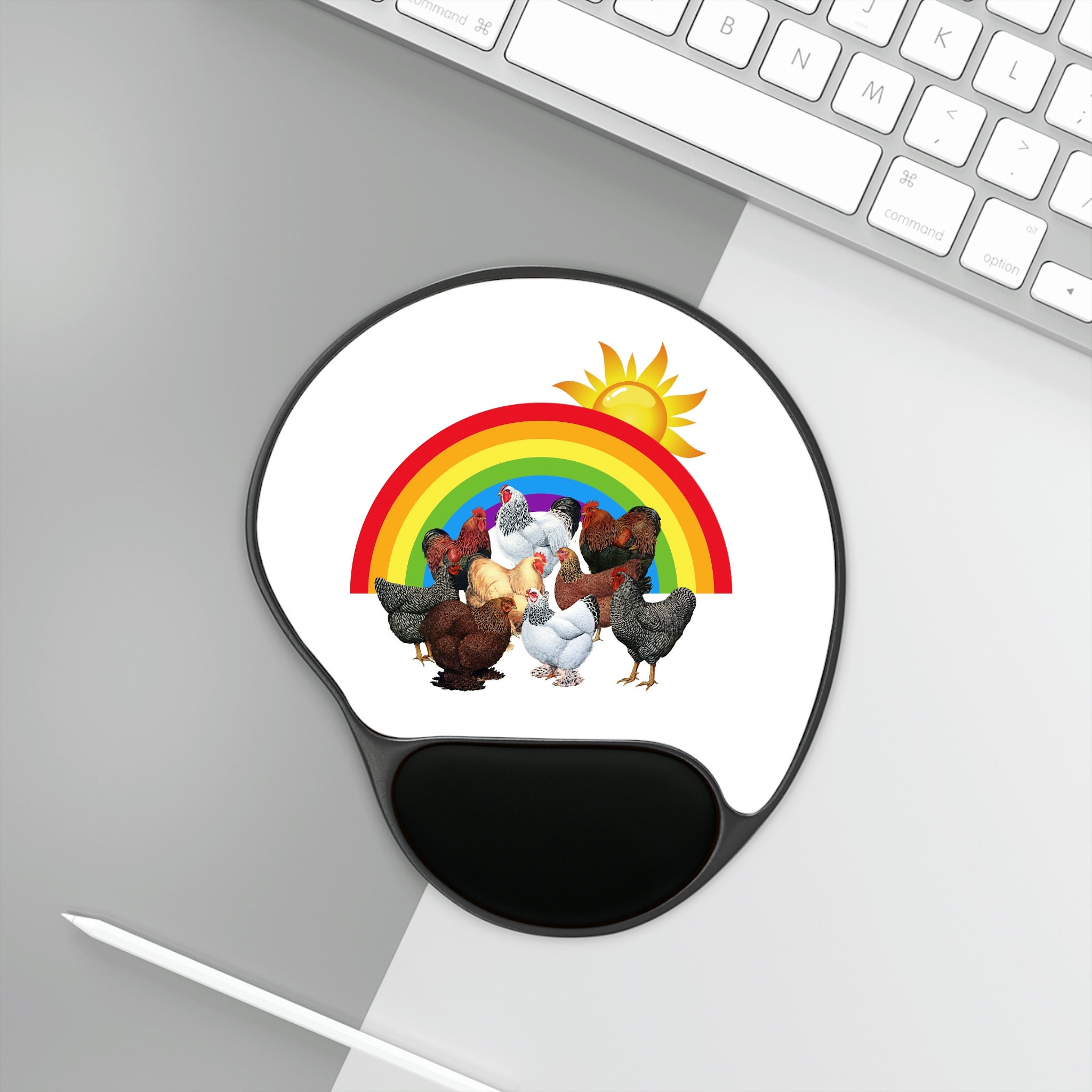 Rainbow Chickens Ergonomic Mouse Pad, Pride Mouse Mat, Animal Decor - Etsy